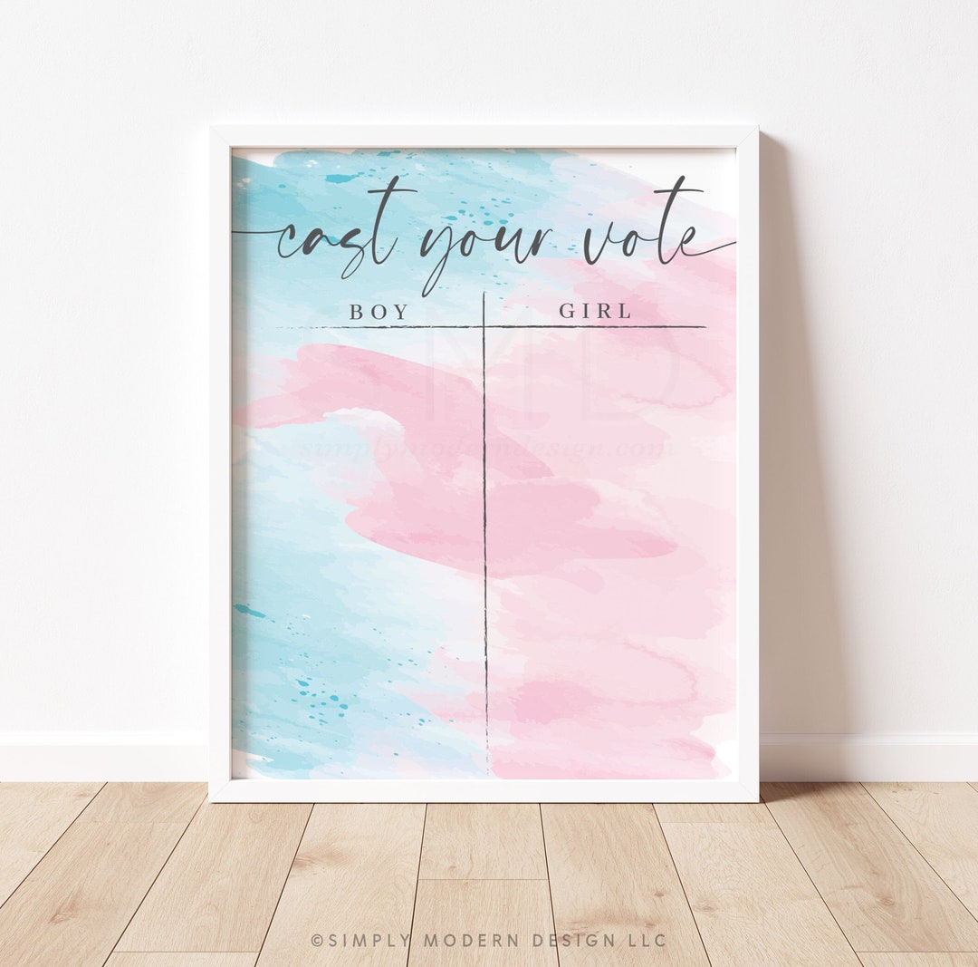 Gender Reveal Cast Your Vote Sign, Boy or Girl, Cast Your Vote Tally ...