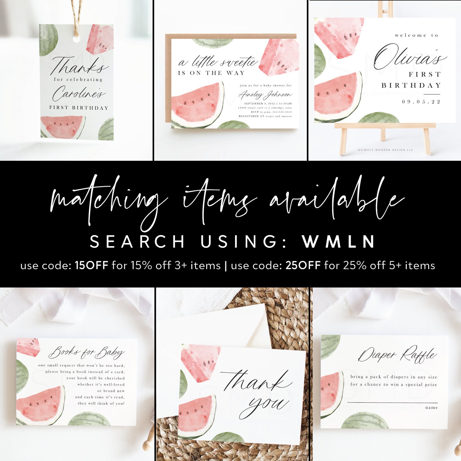 Editable Watermelon Thank You Card Summer Birthday Thank You - Etsy