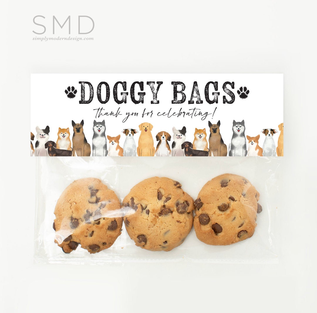 Puppy Pawty Birthday Favor Bag Topper, Doggy Bags, Dog Birthday Favor ...