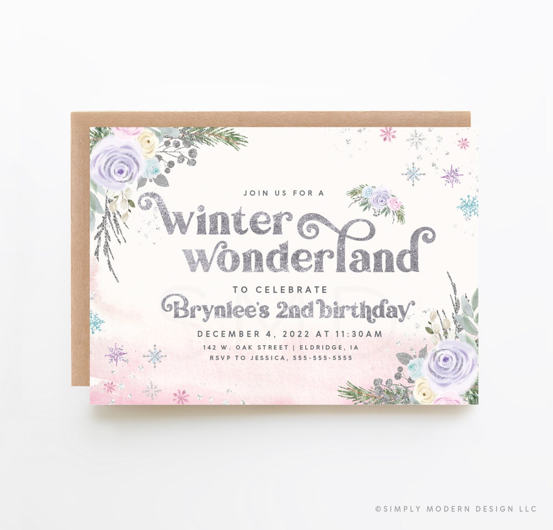 Winter Wonderland Invitation, Floral Winter Wonderland, Winter Event ...