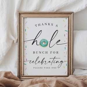 Donut Thank You Favor Sign, Donut Thanks a Hole Bunch, Donut Birthday ...