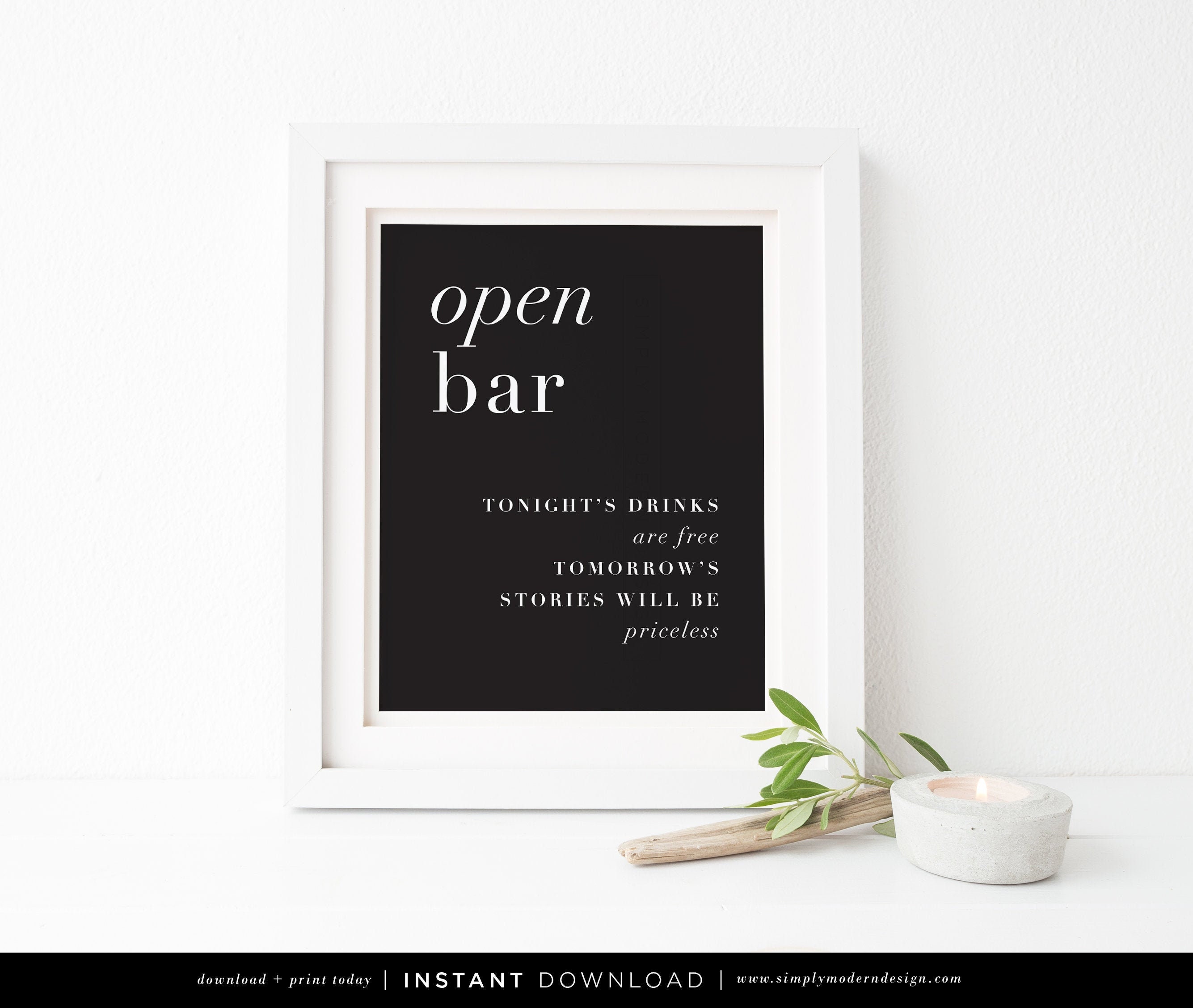 Modern Open Bar Sign Wedding Open Bar Sign Funny Drinks | Etsy