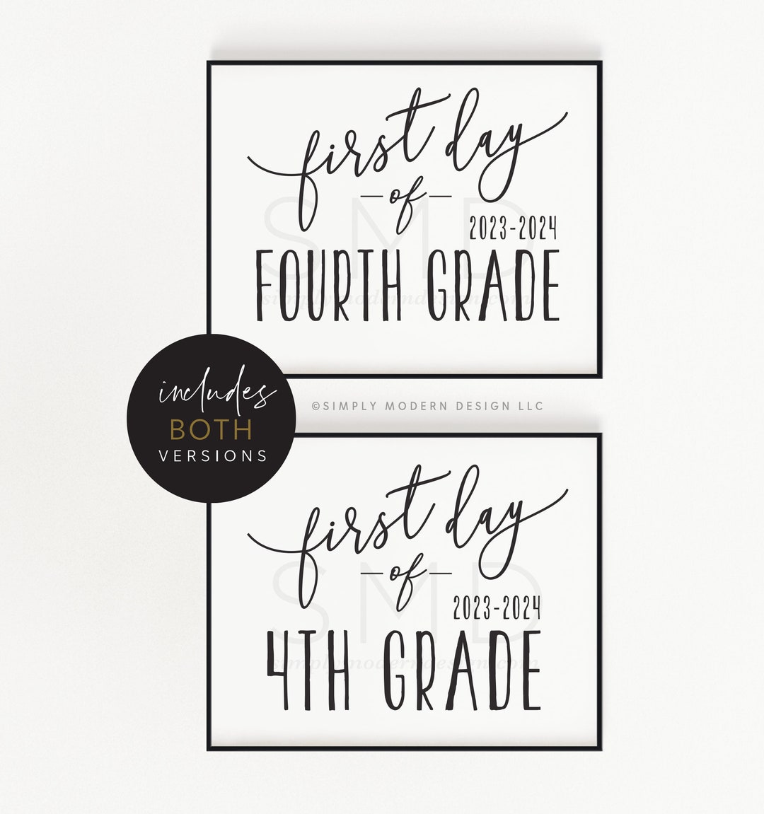 First Day Of Fourth Grade Sign First Day Of School 4th Etsy