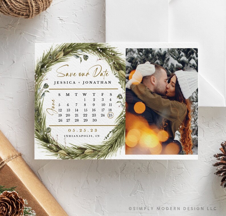 Boho Calendar Save the Date Christmas Card Holiday Wishes - Etsy