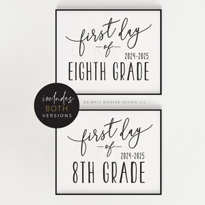 First Day of Eighth Grade Sign, First Day of School, Printable, Back to ...