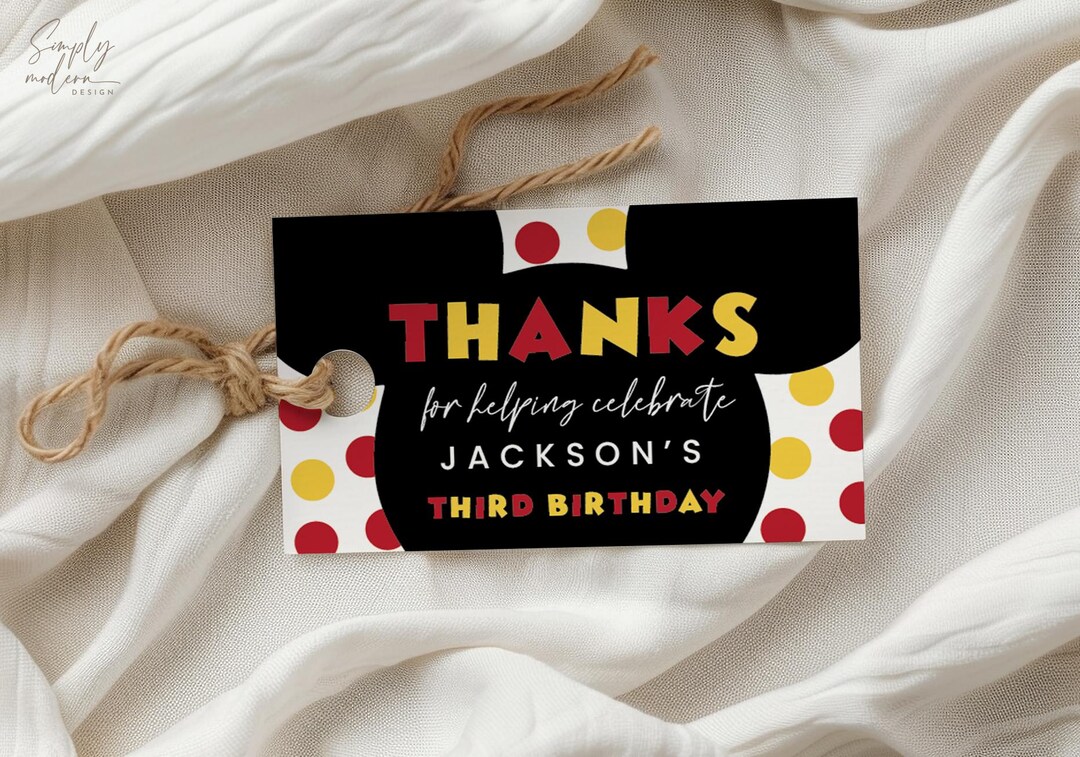 EDITABLE Mouse Thank You Tag, Mouse Birthday Party, Oh Toodles Birthday ...