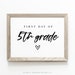 Girl's First Day of 5th Grade Sign, First Day of School, Printable ...