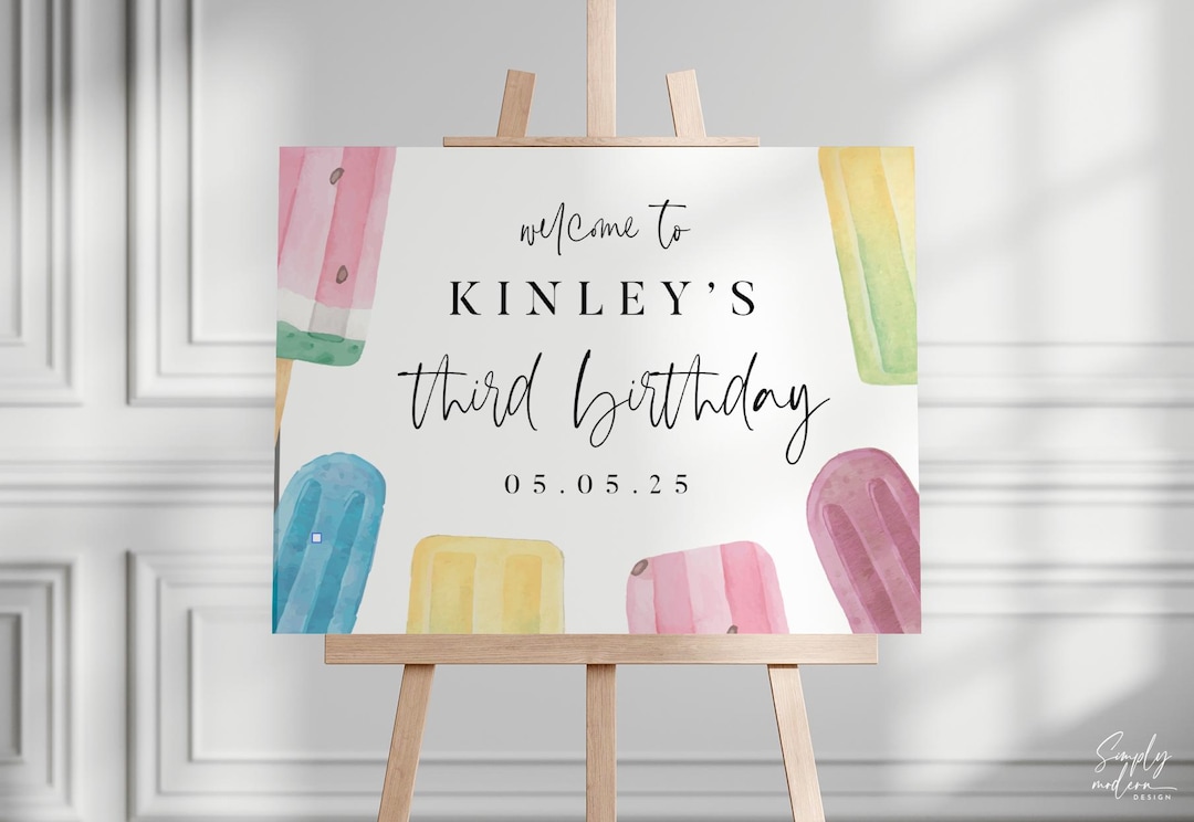 Sweet Celebration Popsicle Birthday Welcome Sign, Editable Welcome ...
