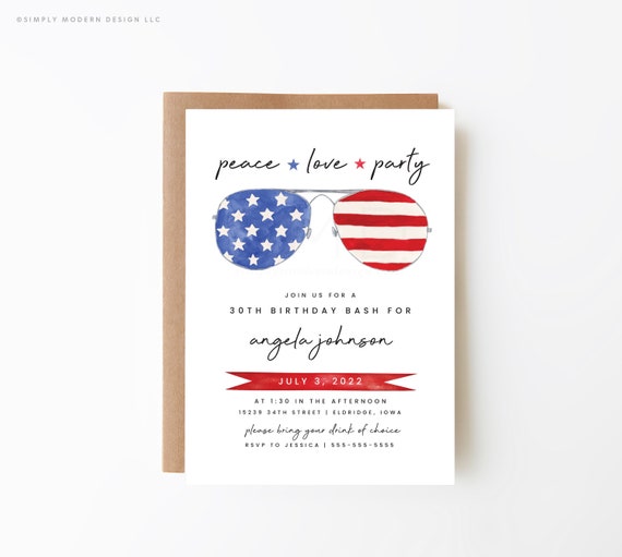 Patriotic Birthday Invitation Patriotic Bachelorette 4th of - Etsy