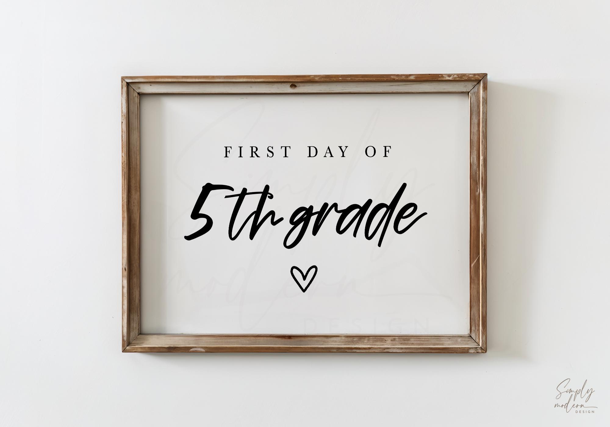 Girl's First Day of 5th Grade Sign, First Day of School, Printable ...