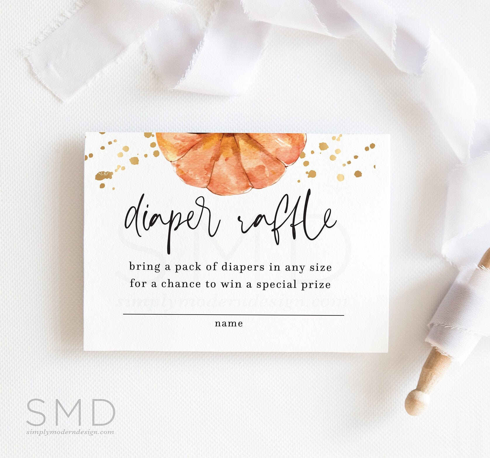 Pumpkin Baby Shower Diaper Raffle Insert Card Diaper Raffle | Etsy