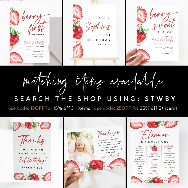 EDITABLE Strawberry Thank You Tag Fruit Theme Berry Sweet - Etsy