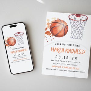Basketball Party Invitation, March Madness, Minimalist, Basketball ...