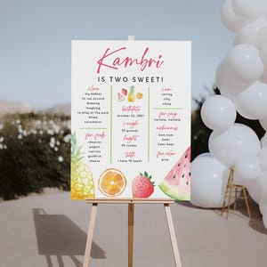 Fruit Birthday Milestone Poster, Sweet One Theme, Summer Birthday ...