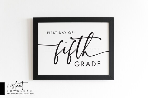 First Day of Fifth Grade Sign First Day of School Printable | Etsy