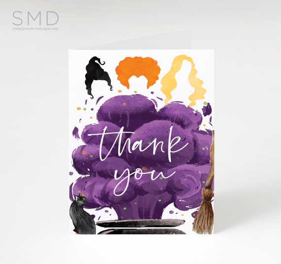 Halloween Thank You Card Witch Thank You Hocus Halloween | Etsy