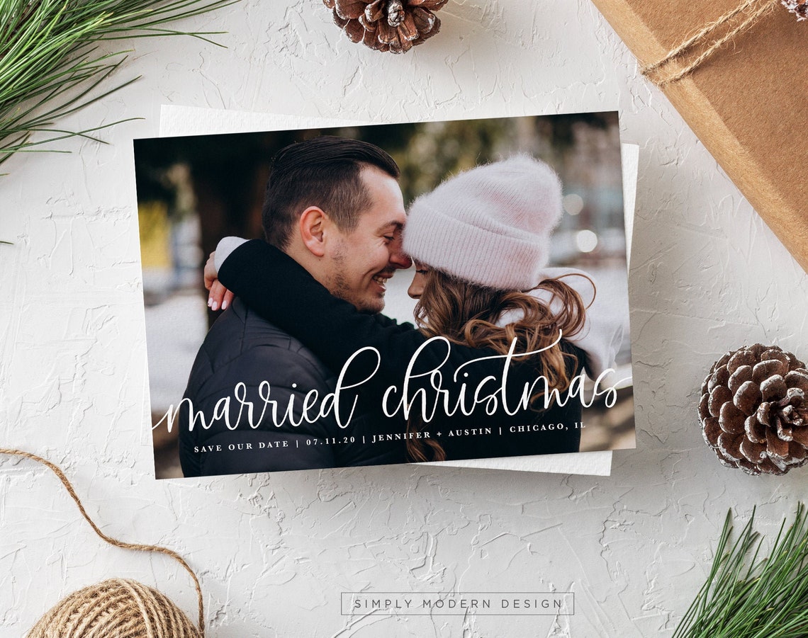 Save the date christmas card married christmas wedding save | Etsy