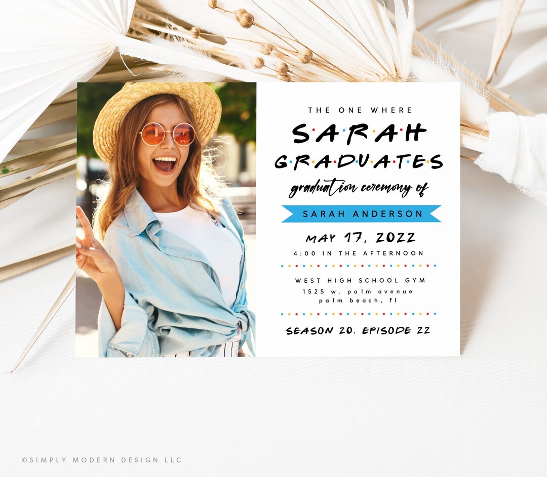 Friends Graduation Invitation, the One Where She Graduates, College ...