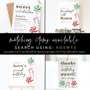Christmas Candy Holiday Birthday Party Invitation, Holiday Sweet ...