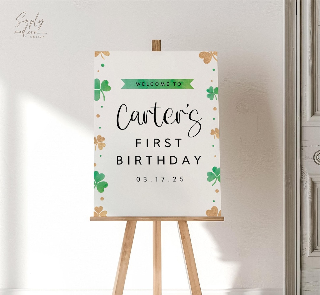 EDITABLE Shamrock Welcome Sign, March Birthday, March Gender Reveal, St ...