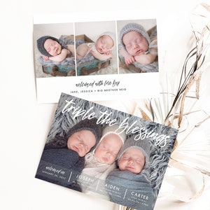 Triplet Birth Announcement, Triple the Blessings, Multiples ...