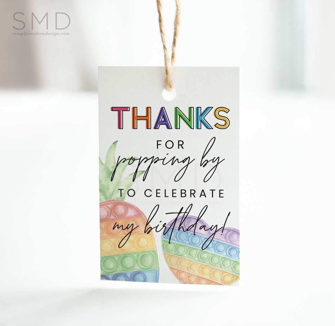 Pop It Birthday Party Thank You Tag, Fidget Birthday, Pop It Thank You ...