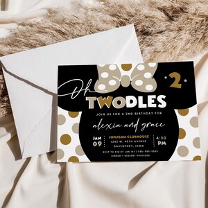 GIRL'S Oh Twodles Mouse Second Birthday Invite, Editable Invitation ...