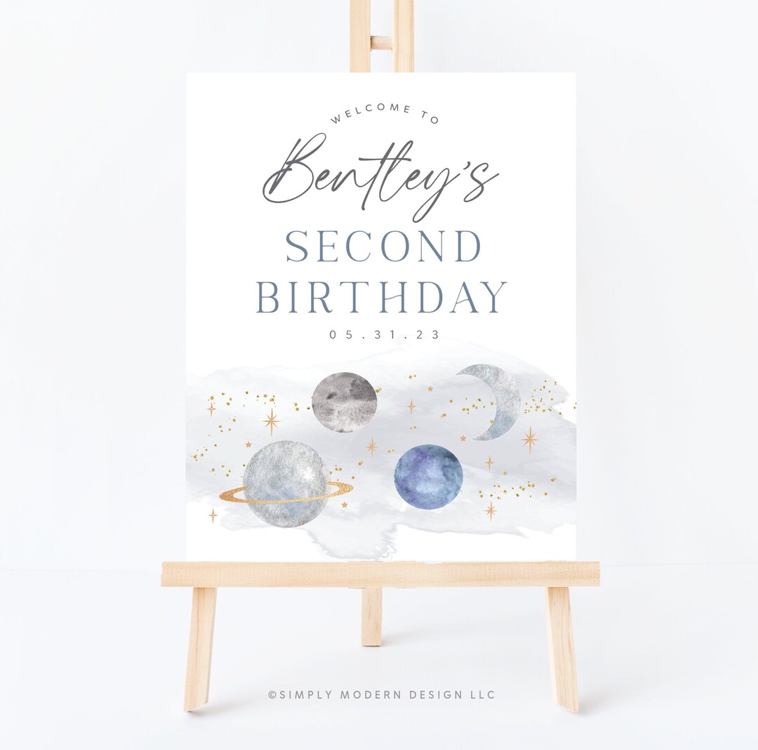 Boys Space Theme Welcome Sign, Moon Birthday Sign, Planet Theme, Galaxy ...