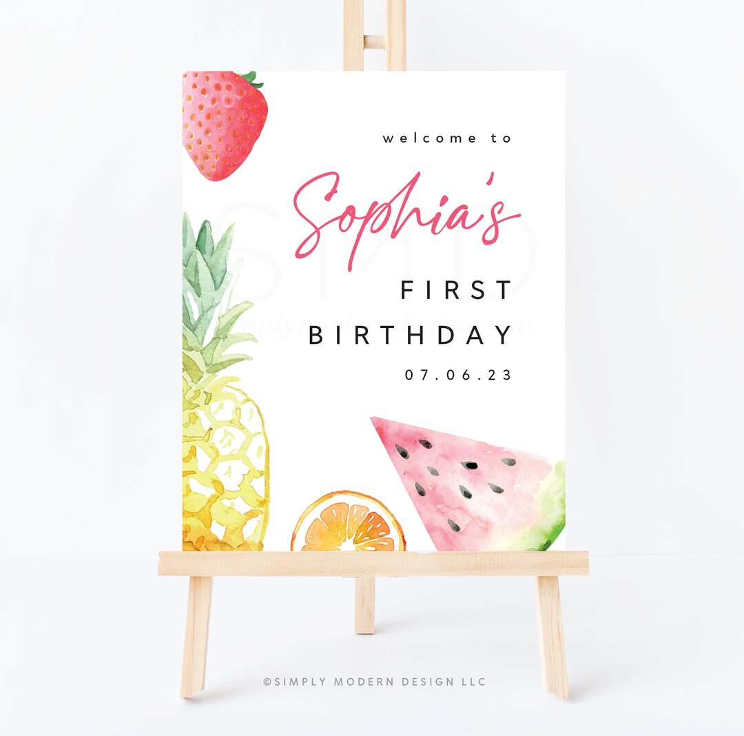 Fruit Welcome Sign, Fruit Theme Party Sign, Fruit Birthday Sign, Summer ...