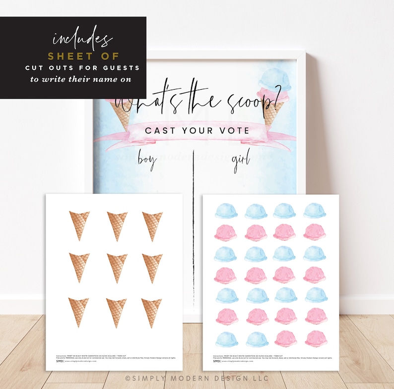 Ice Cream Gender Reveal Cast Your Vote Sign, What's the Scoop, (digital ...