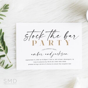 Stock the Bar Party Invite, Editable Template, Modern, Gold and Black ...