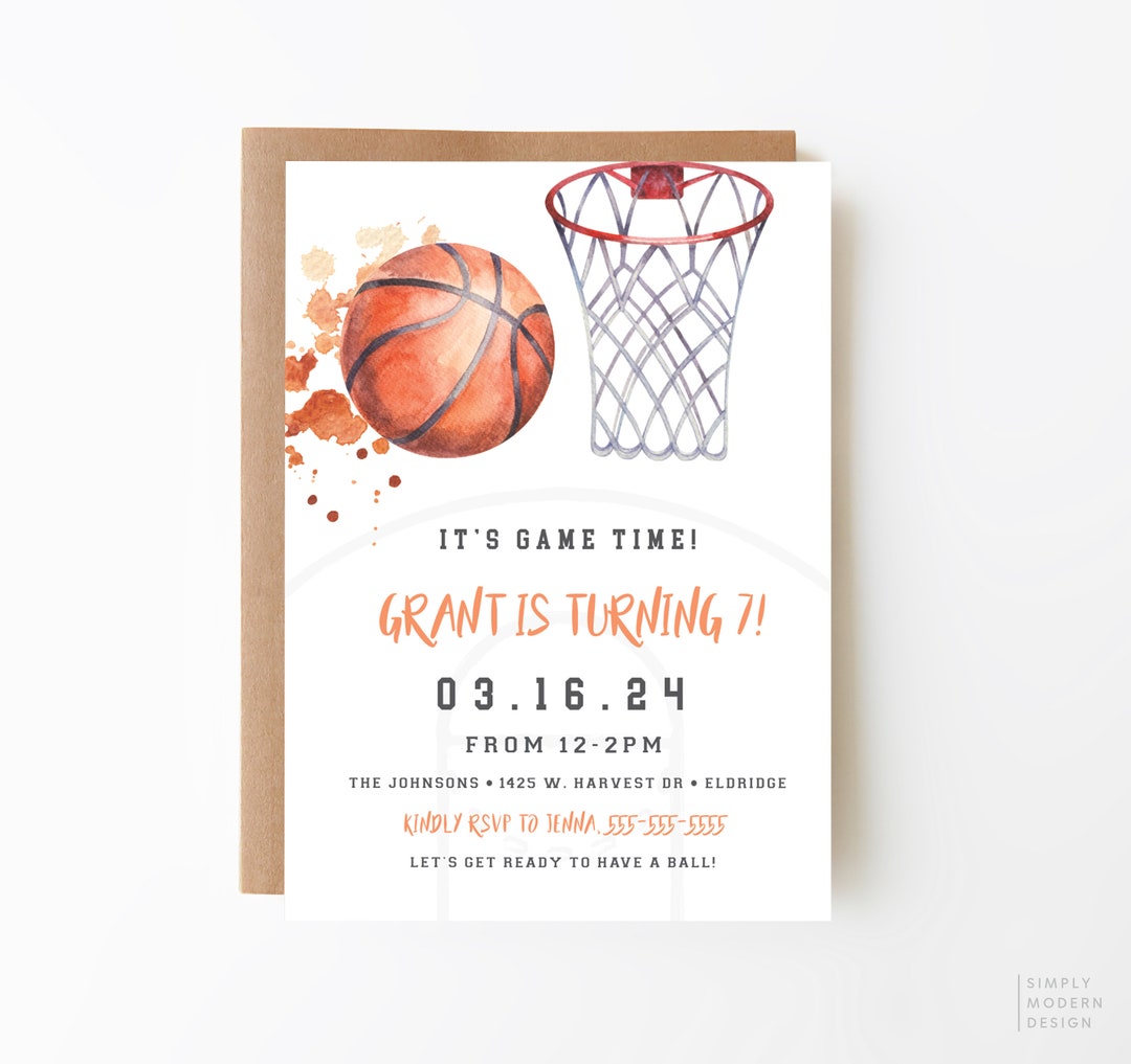 Basketball Party Invitation, March Madness, Minimalist, Basketball ...