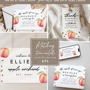 Apple Birthday Thank You Tag, Thanks a Bushel Party Favor, (editable ...