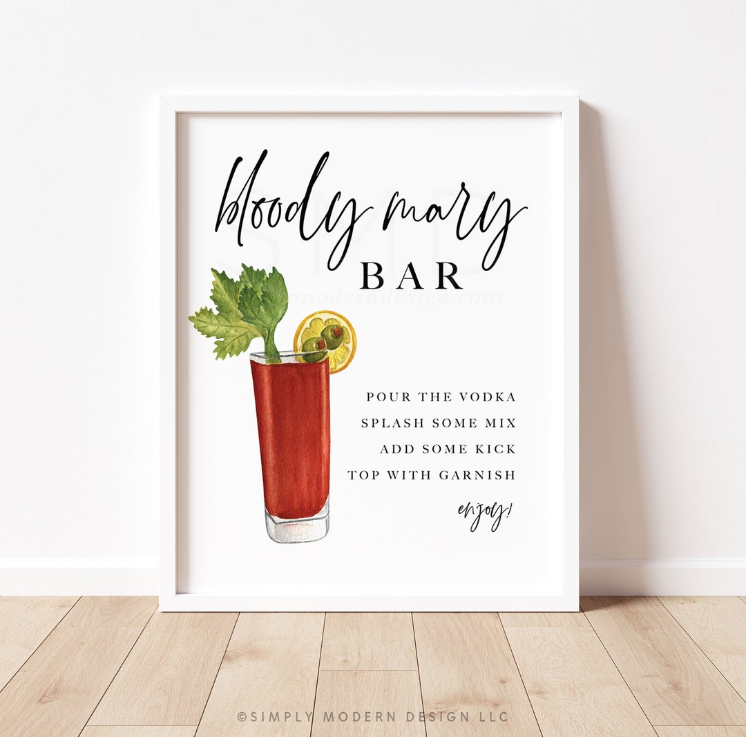 Bloody Mary Bar Sign, Drink Sign, Build Your Own Bloody, Cocktail Sign ...