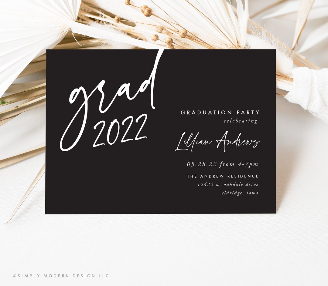 Simple Graduation Invitation, Minimalistic Graduation Announcement ...