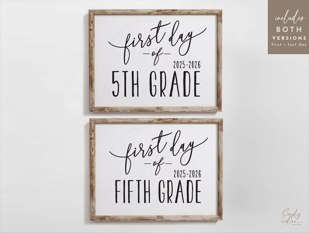 Fifth Grade First & Last Day Printable, 5th Grade Teacher Sign (INSTANT ...