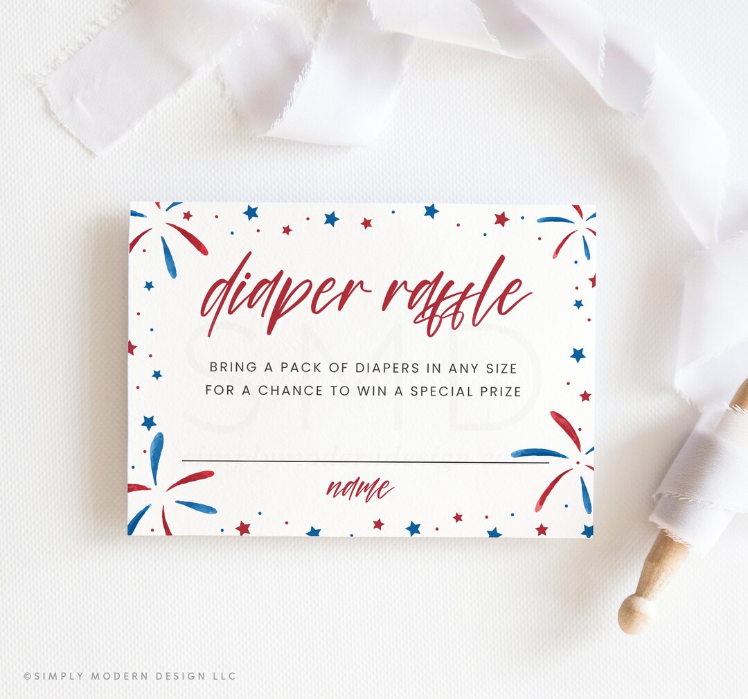 4th of July Diaper Raffle Insert Card Fireworks Diaper - Etsy