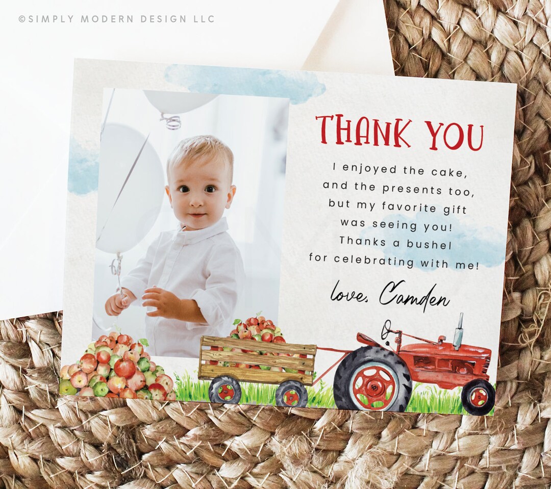 Editable Apple Thank You Card, Fall Birthday Thank You, Apple Orchard ...