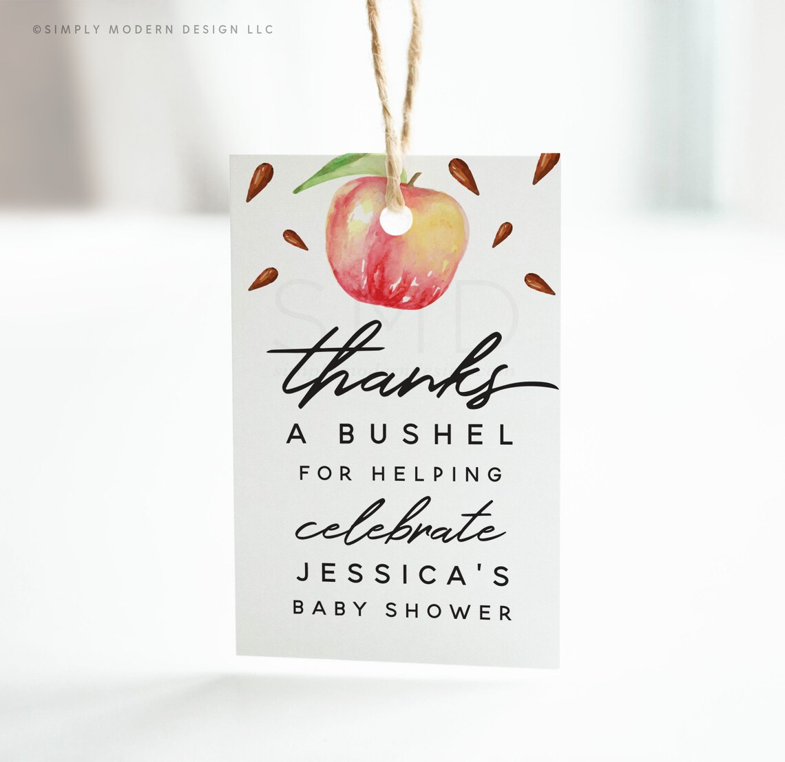 EDITABLE Apple Theme Birthday Party Thank You Tag Apple - Etsy