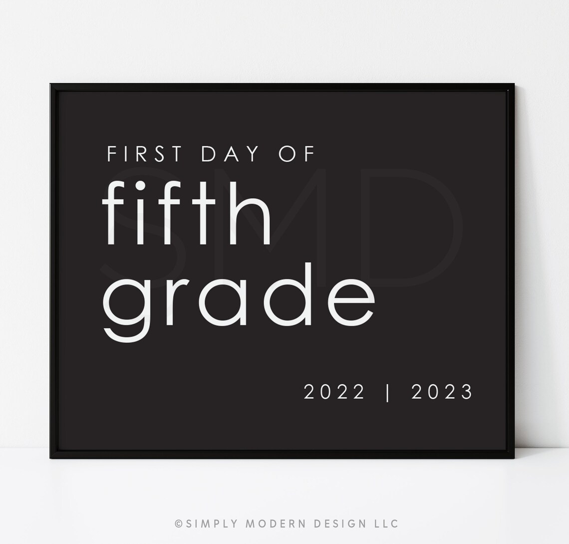 First Day of Fifth Grade Sign First Day of School Printable - Etsy