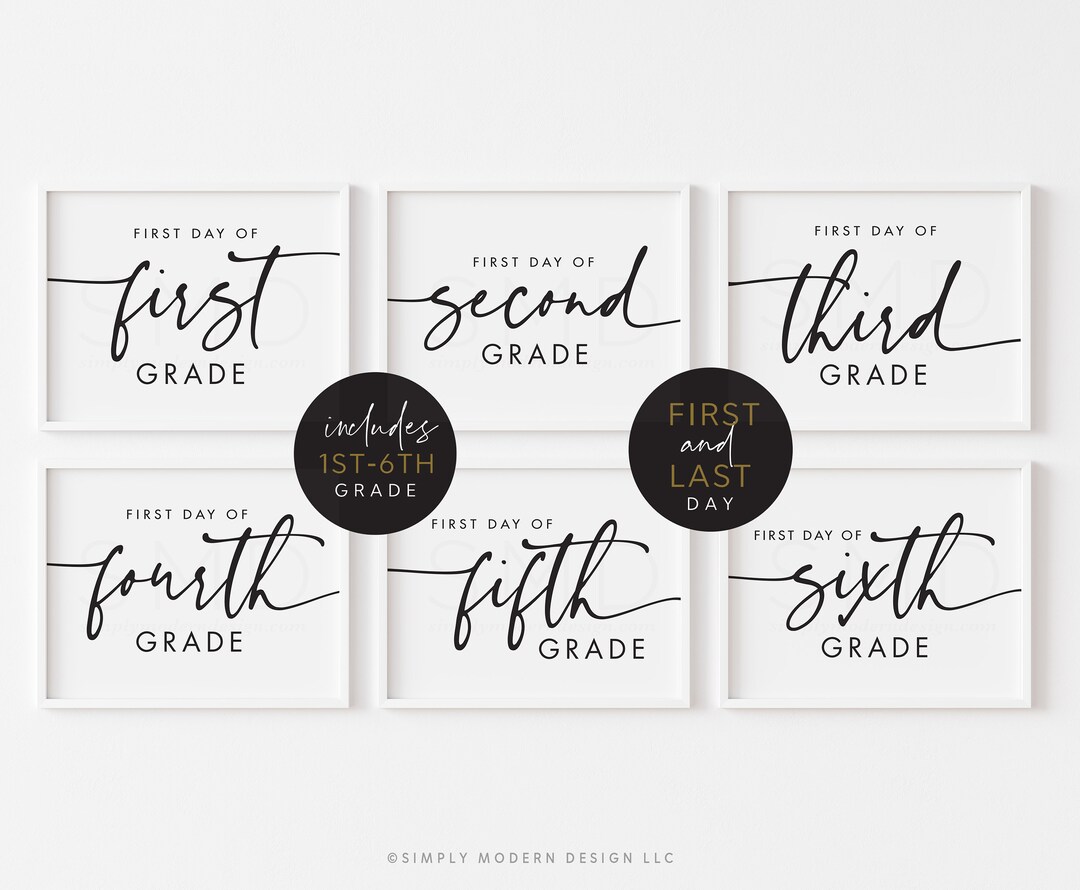 First Day of School Signs Bundle, Elementary School, 1st, 2nd, 3rd, 4th ...