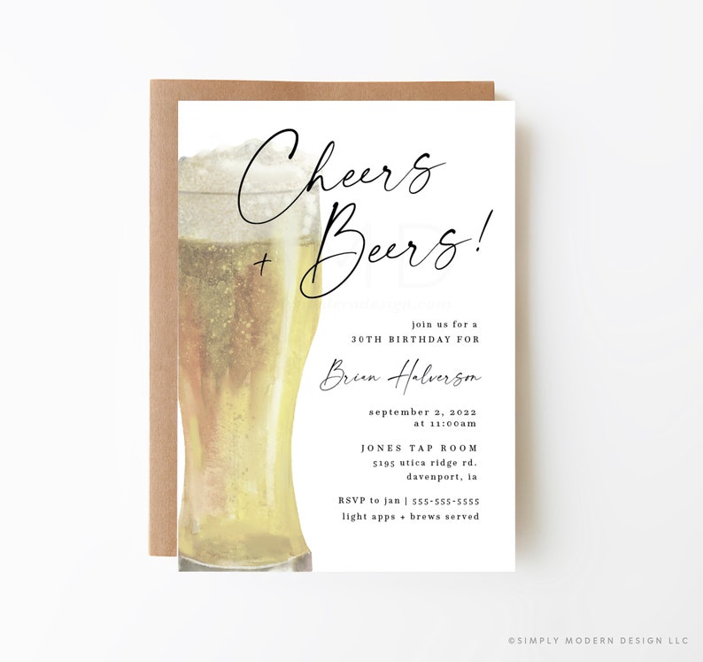 Cheers and Beers Invitation Beer Birthday Invite Brews Cold - Etsy
