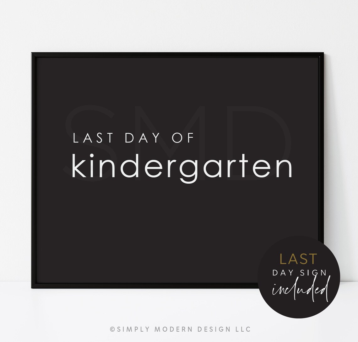 First Day of Kindergarten Sign Black and White Modern - Etsy