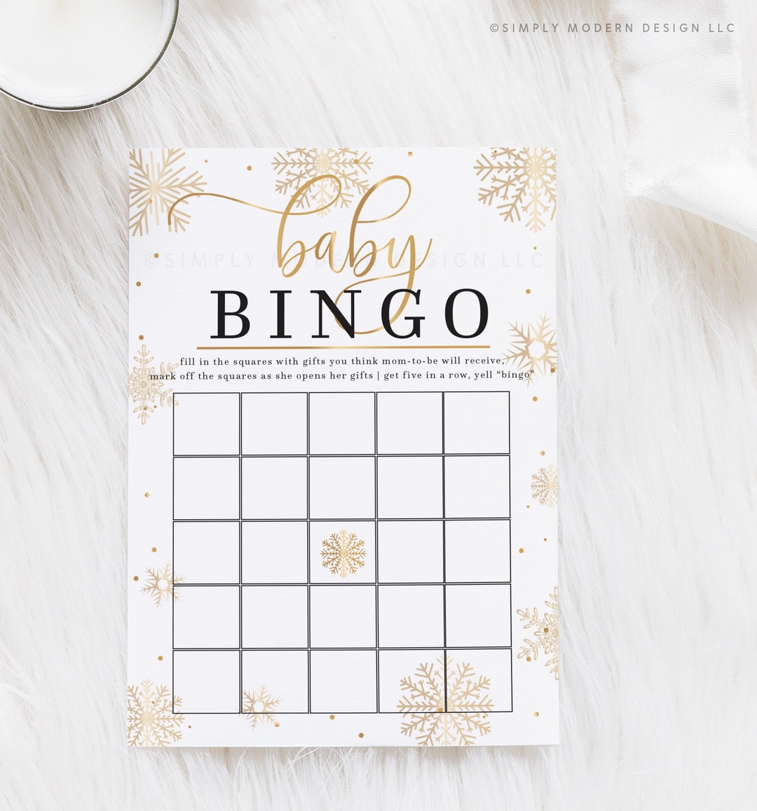 Winter Snowflake Baby Shower Bingo Game, Winter Baby Shower Bingo Card ...