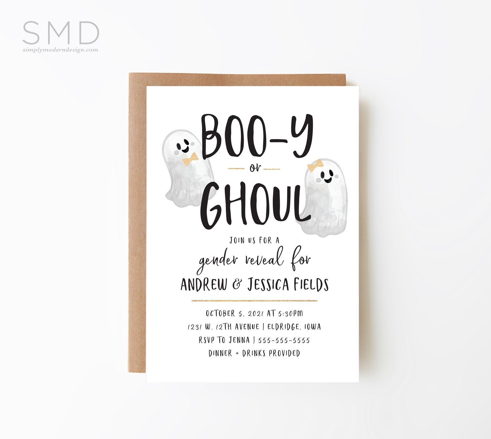 Halloween Gender Reveal Invite Ghost Gender Reveal - Etsy
