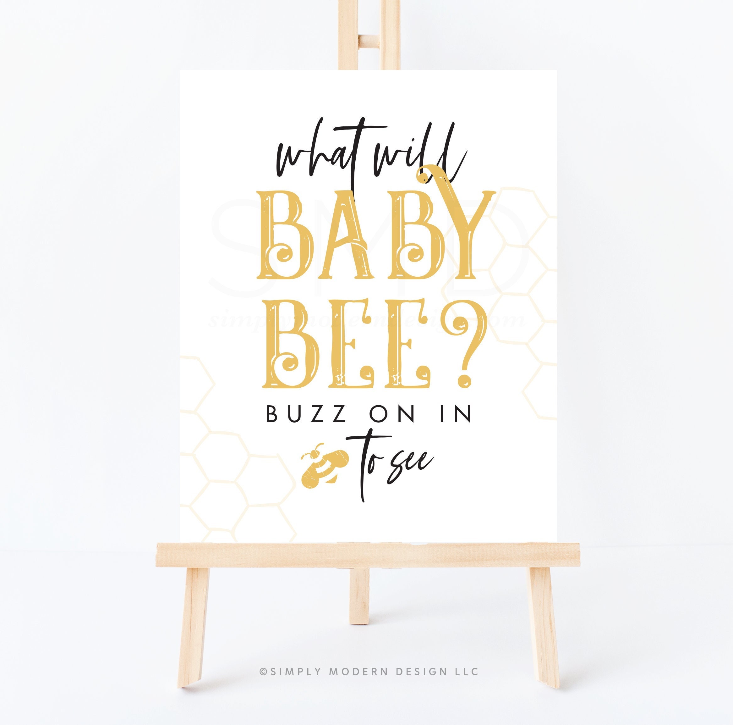 Baby Bee Welcome Sign, Gender Reveal Welcome Sign, Bee Theme Gender ...