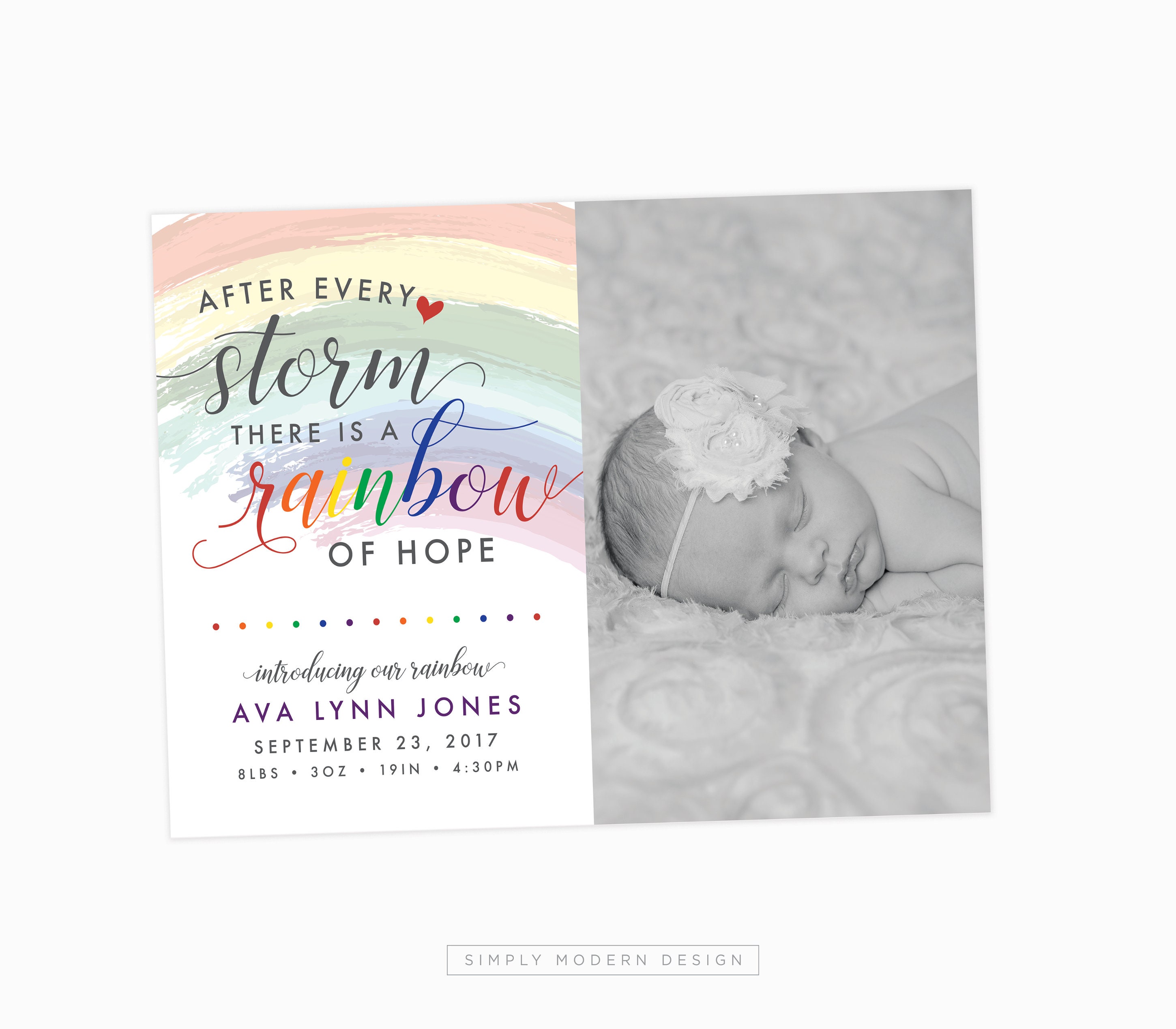 Rainbow baby birth announcement rainbow of hope pregnancy | Etsy