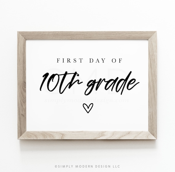 10th Grade Sign First Day Of School Prints, 8"x10" Set Of 3 10th