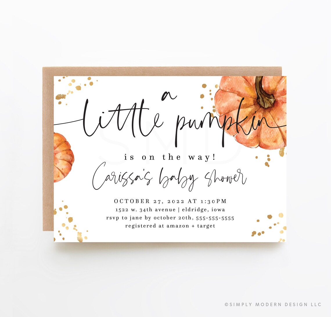Pumpkin Baby Shower Invite Editable Invitation Fall Baby - Etsy