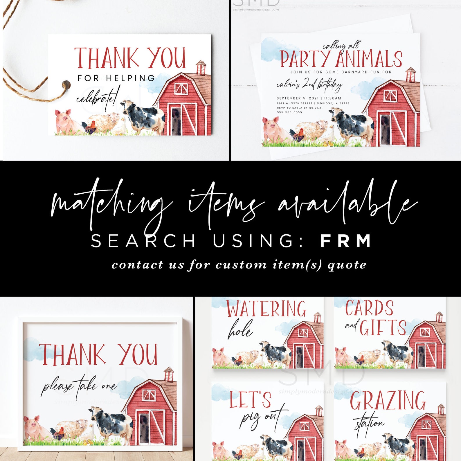 Farm Animal Birthday Editable Invitation Party Animals - Etsy